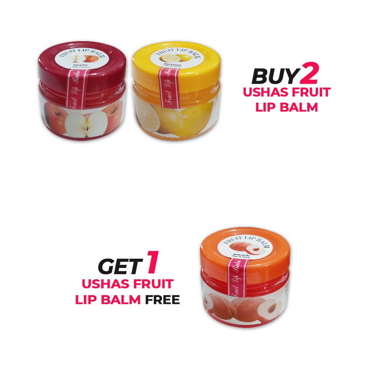 Buy 2 Ushas Jam Lip Balm Get 1 Ushas Jam Lip Balm Free - atozstore.pk