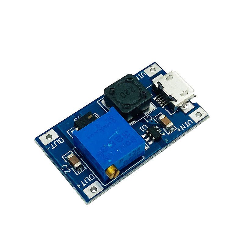 MT3608 DC-DC Adjustable Boost Module 2A Boost Plate Step Up Module with MICRO USB 2V-24V to 5V ...