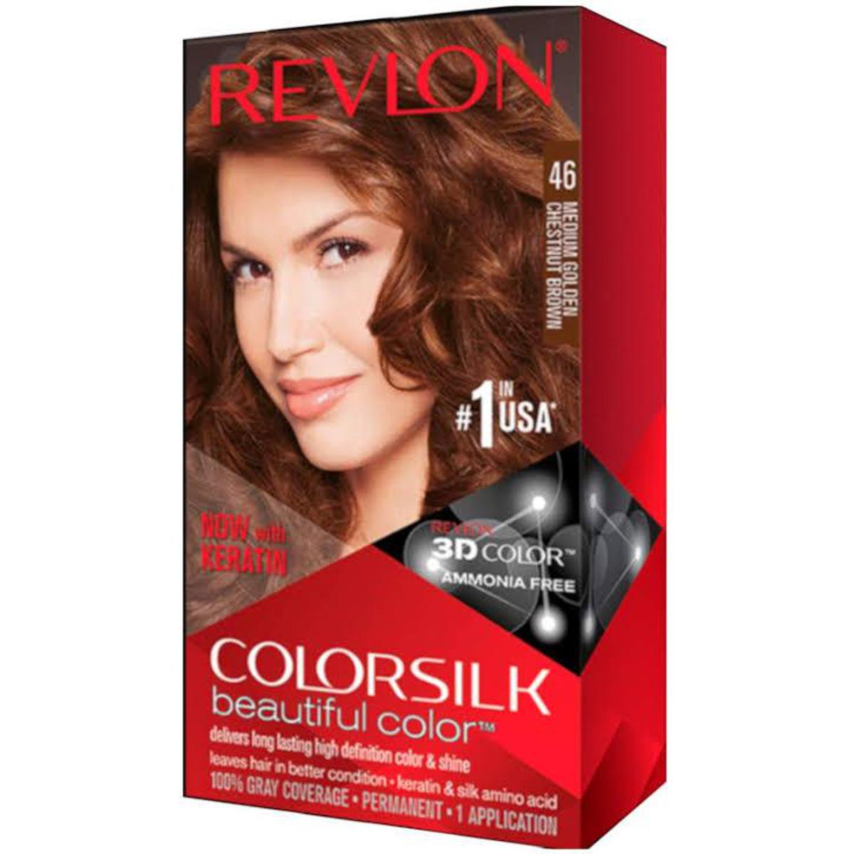 REVLON 46 Medium Golden Chestnut Brown 3D Hair Color - atozstore.pk