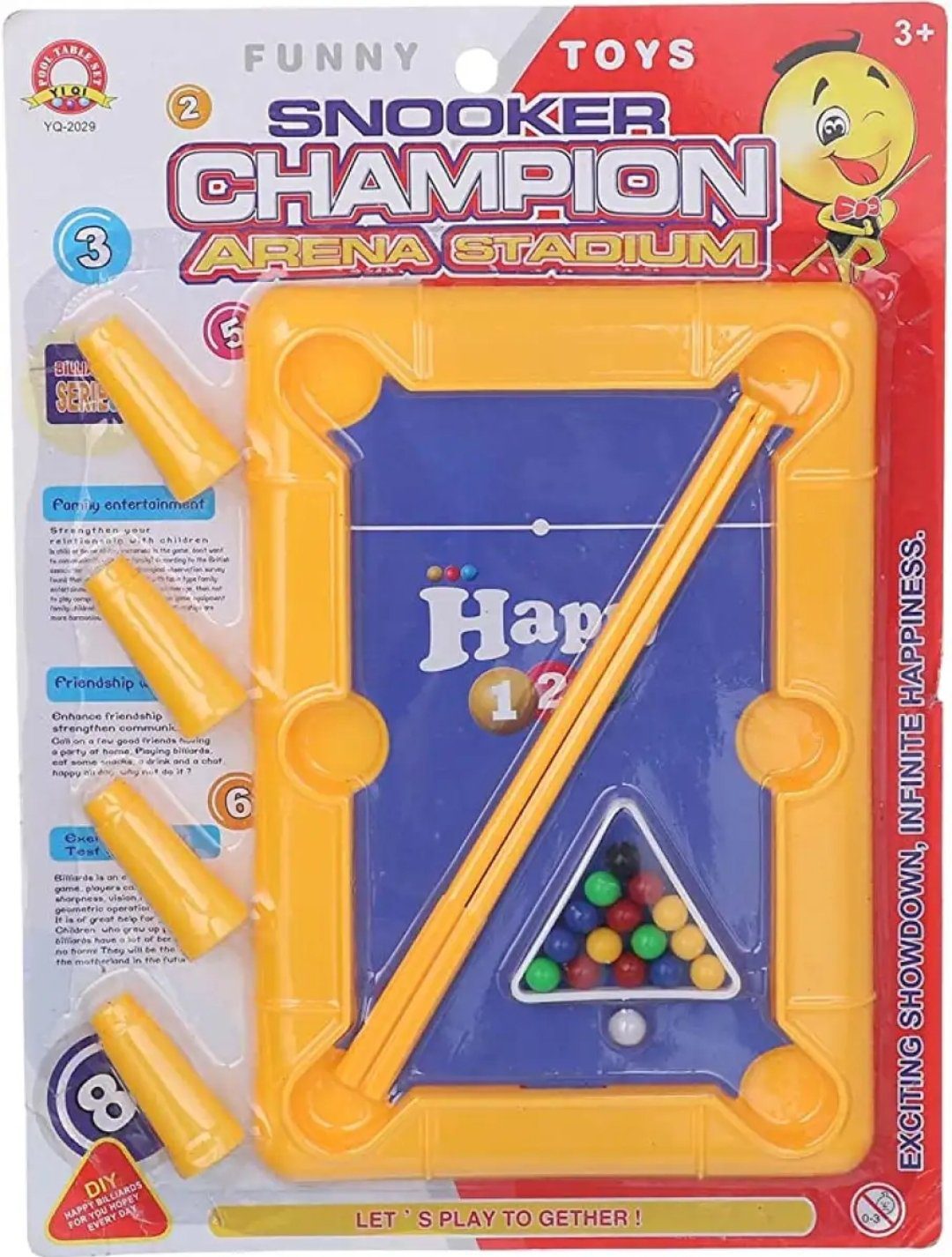 Cute Kids Plastic Snooker Table With Balls & Sticks Pretend Play Toy ...