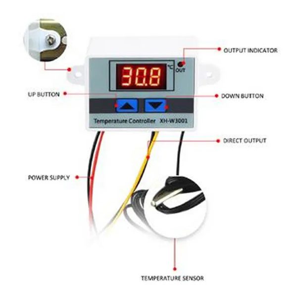 AC 220V XH-W3001 W3001 Temperature Controller Digital Thermostat LED ...
