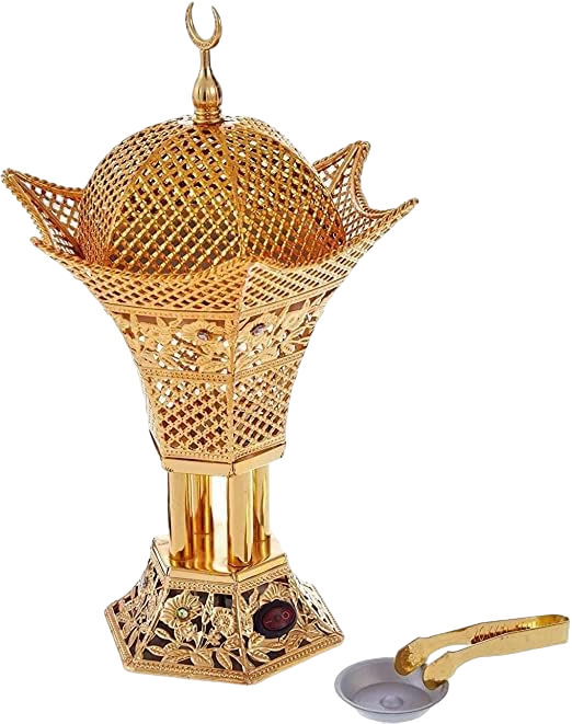 Golden Metallic Oriental Design Electrical Bakhoor - atozstore.pk