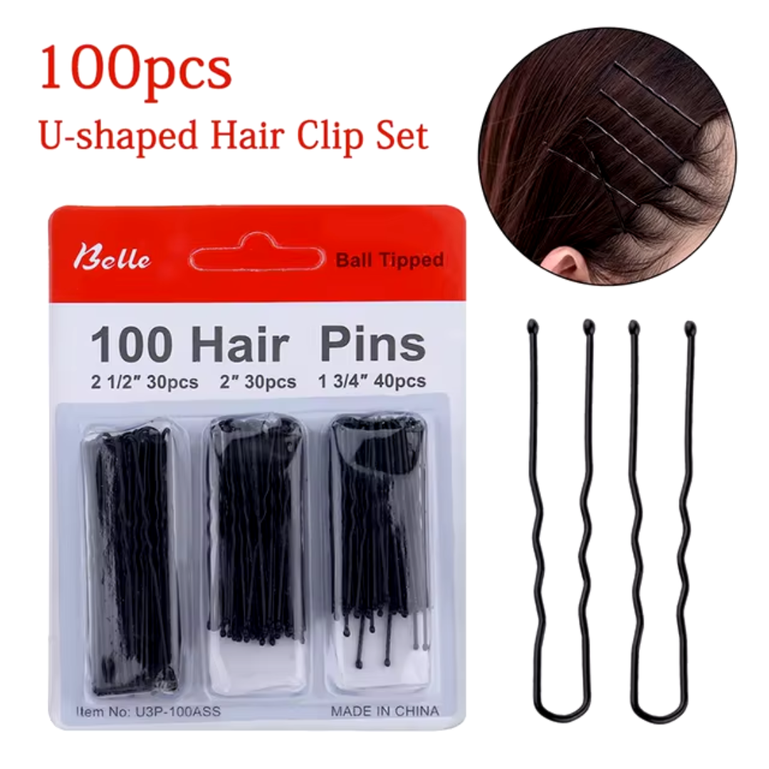 100 Pcs Bobbin Hair Pins - Assorted Sizes - atozstore.pk